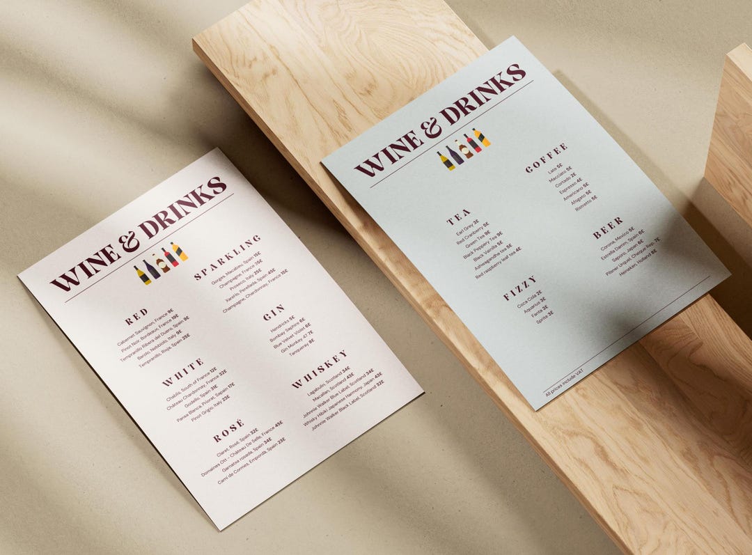 Custom Wine Menu Templates for Bars and Restaurants Printable ...