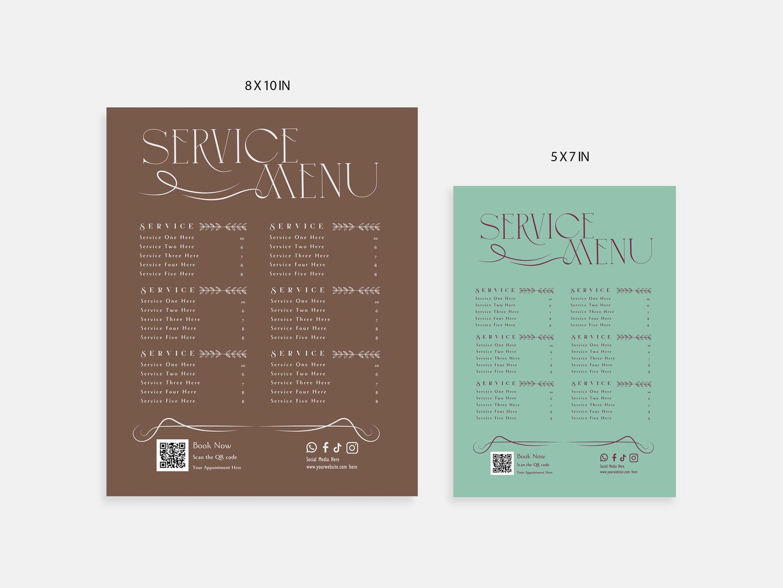 Editable Service Menu Template, Price List Canva Template, Small ...
