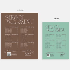 Editable Service Menu Template, Price List Canva Template, Small ...
