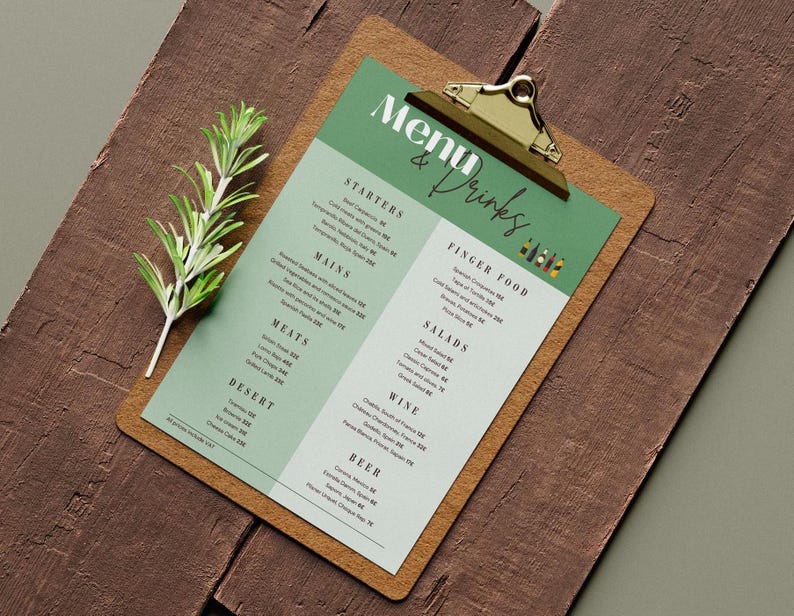 Custom Food Menu Templates for Bars and Restaurants - Printable ...