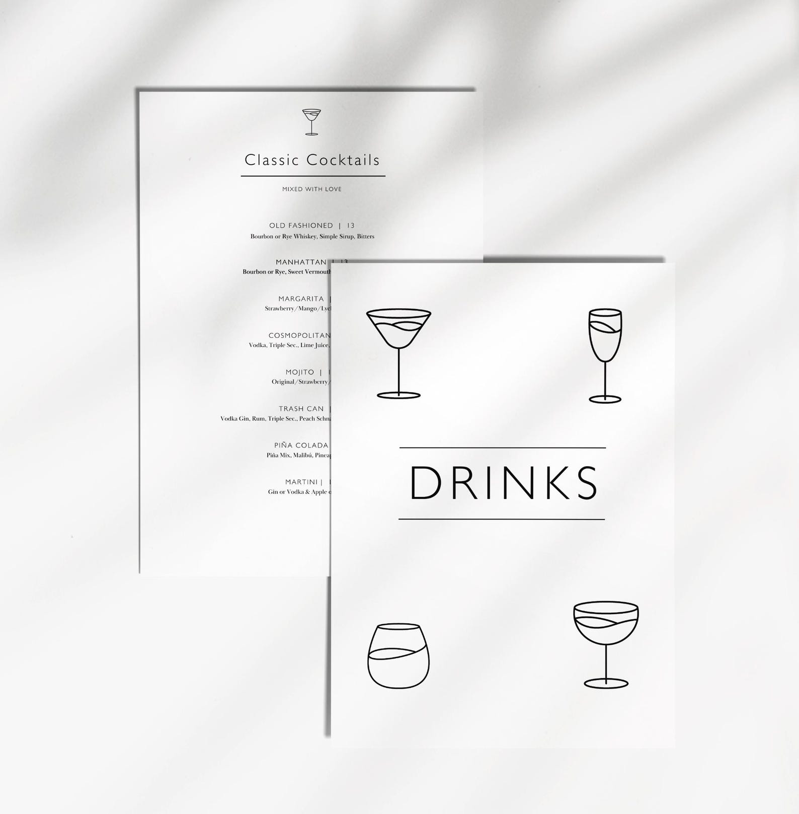 Editable Cocktail Menu for Bars & Restaurants - 4x6 Printable Drink ...