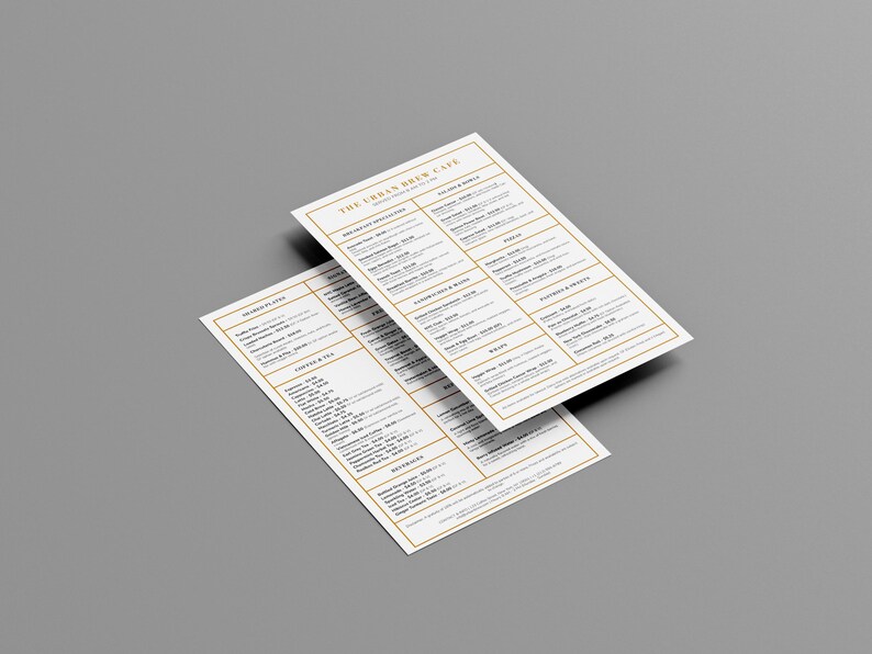 Modern Coffee Shop Menu Template | 8.5 X14 Indesign Menu | Editable ...