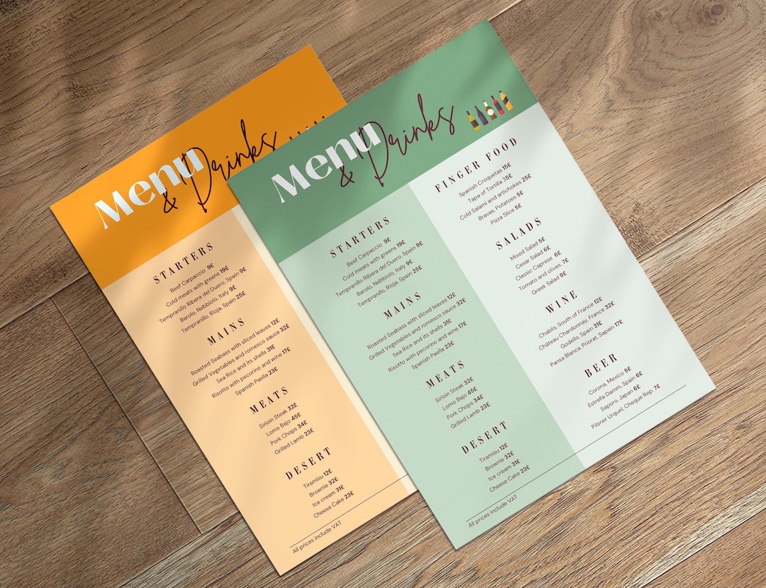 Custom Food Menu Templates for Bars and Restaurants - Printable ...