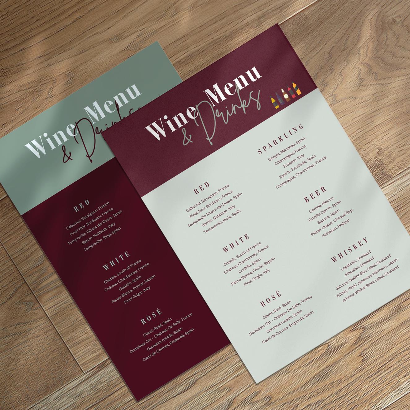 Custom Wine Menu Templates for Bars and Restaurants Printable ...
