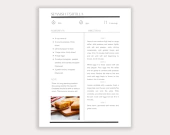 Printable Spanish Tortilla Recipe Card Template - Edit at Home, Edit in ...