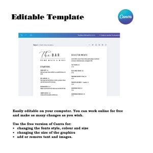 Minimal Restaurant Menu Template | Black and White Design | Elegant Bar ...