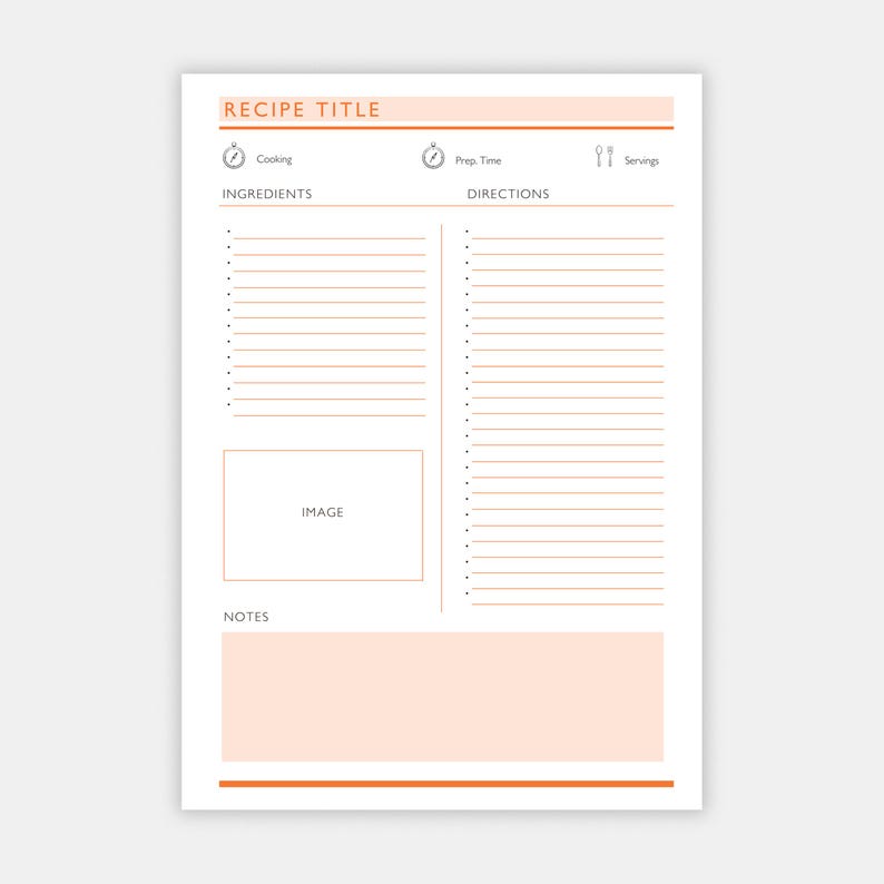 Printable Recipe Book Template | Blank Recipe Page & Cookbook Journal ...