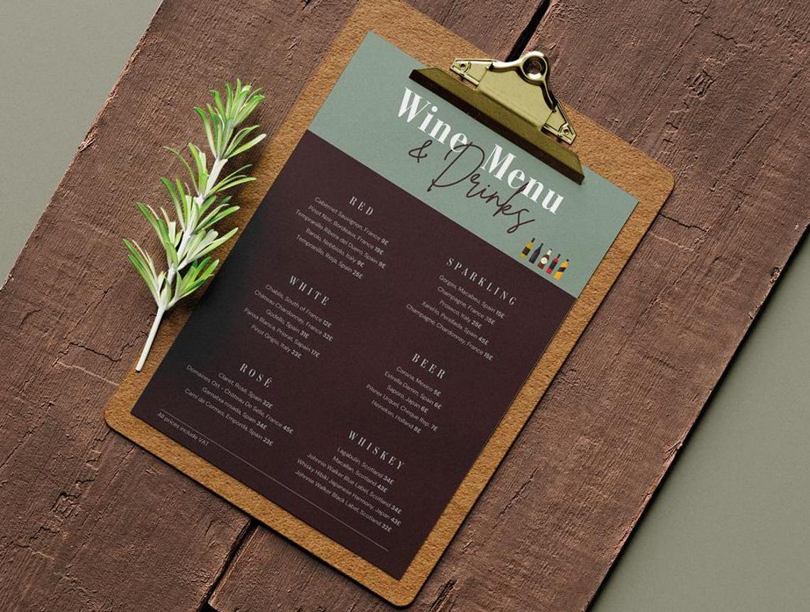Custom Wine Menu Templates for Bars and Restaurants - Printable ...