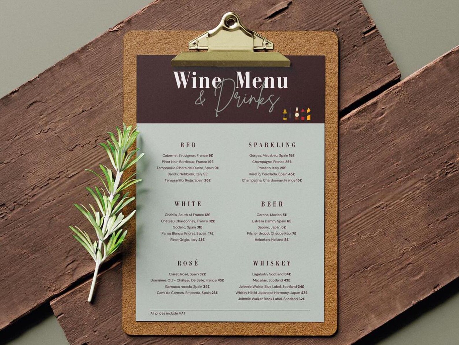 Custom Wine Menu Templates for Bars and Restaurants - Printable ...
