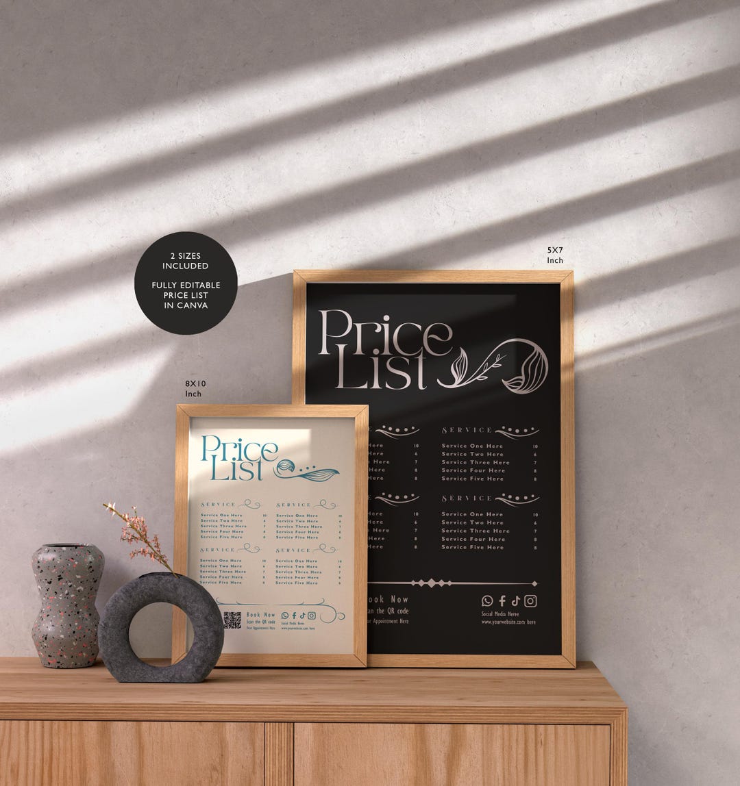Spa Price List Template – Editable Massage Therapist Menu | Free Canva ...