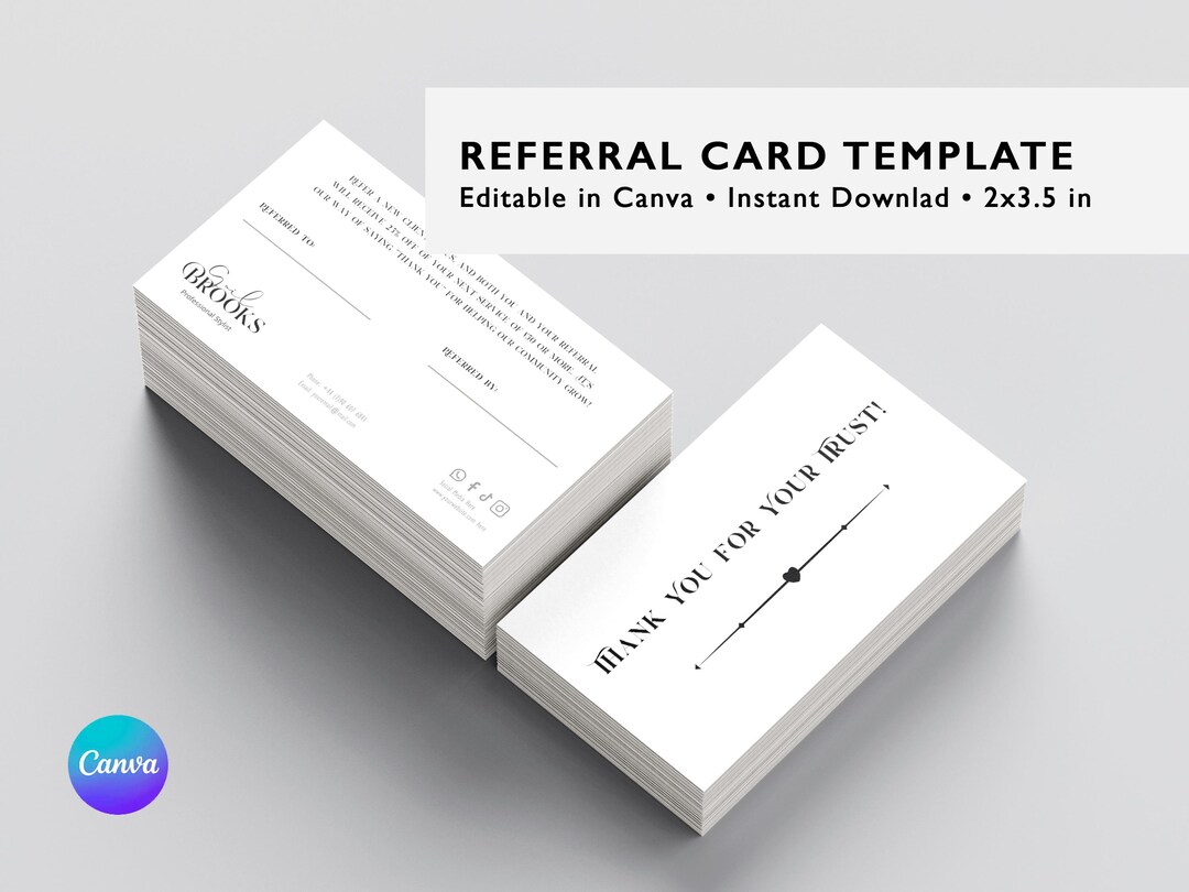 Referral Card Template Canva | Modern Business Referral Cards Editable ...