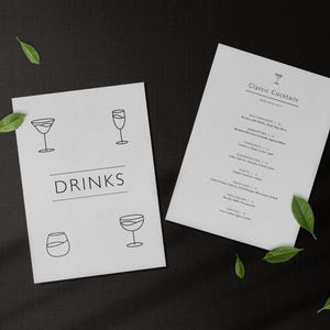 Editable Cocktail Menu for Bars & Restaurants - 4x6 Printable Drink ...