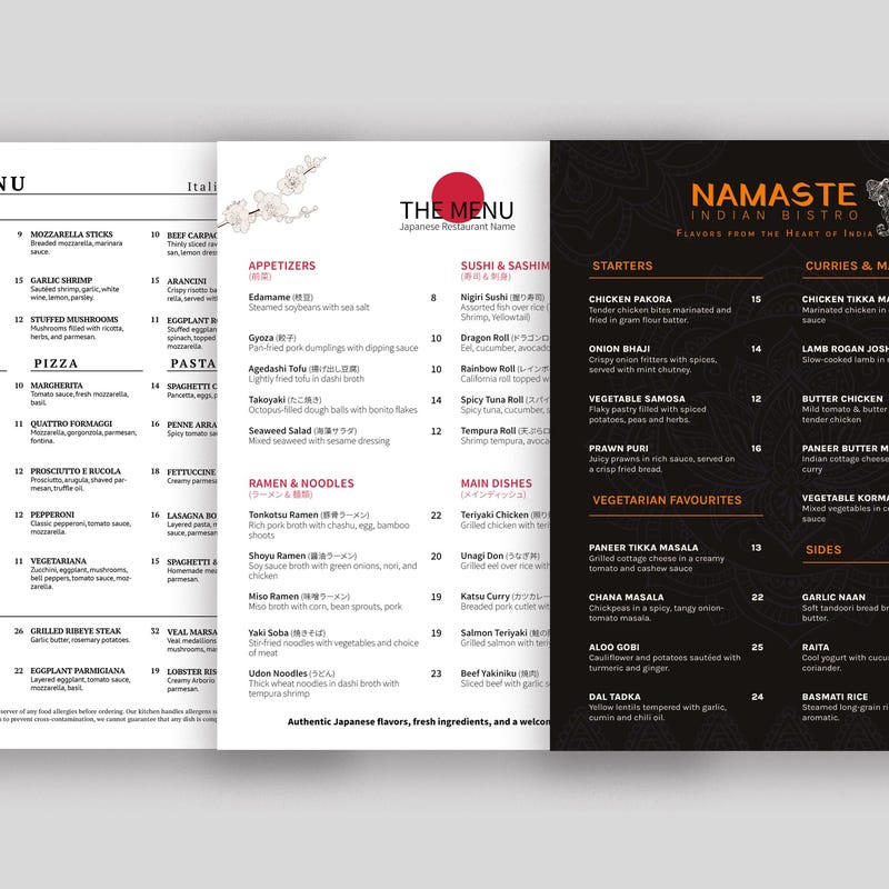 Restaurant Japanese Food Menu - Etsy