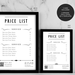 Editable Price List Template for Salons, Hair Stylists, Small Business ...