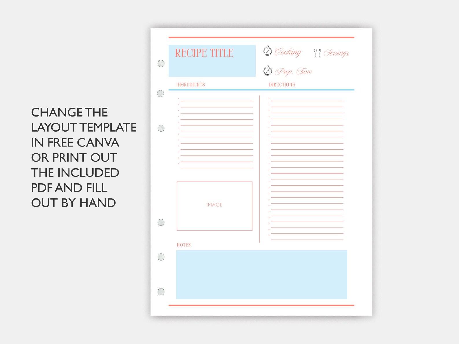 Printable Recipe Book Template, Blank Recipe Page, Cookbook Journal ...