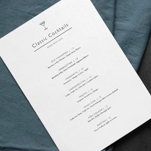 Editable Cocktail Menu for Bars & Restaurants - 4x6 Printable Drink ...