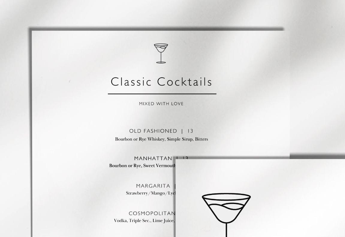 Editable Cocktail Menu for Bars & Restaurants - 4x6 Printable Drink ...