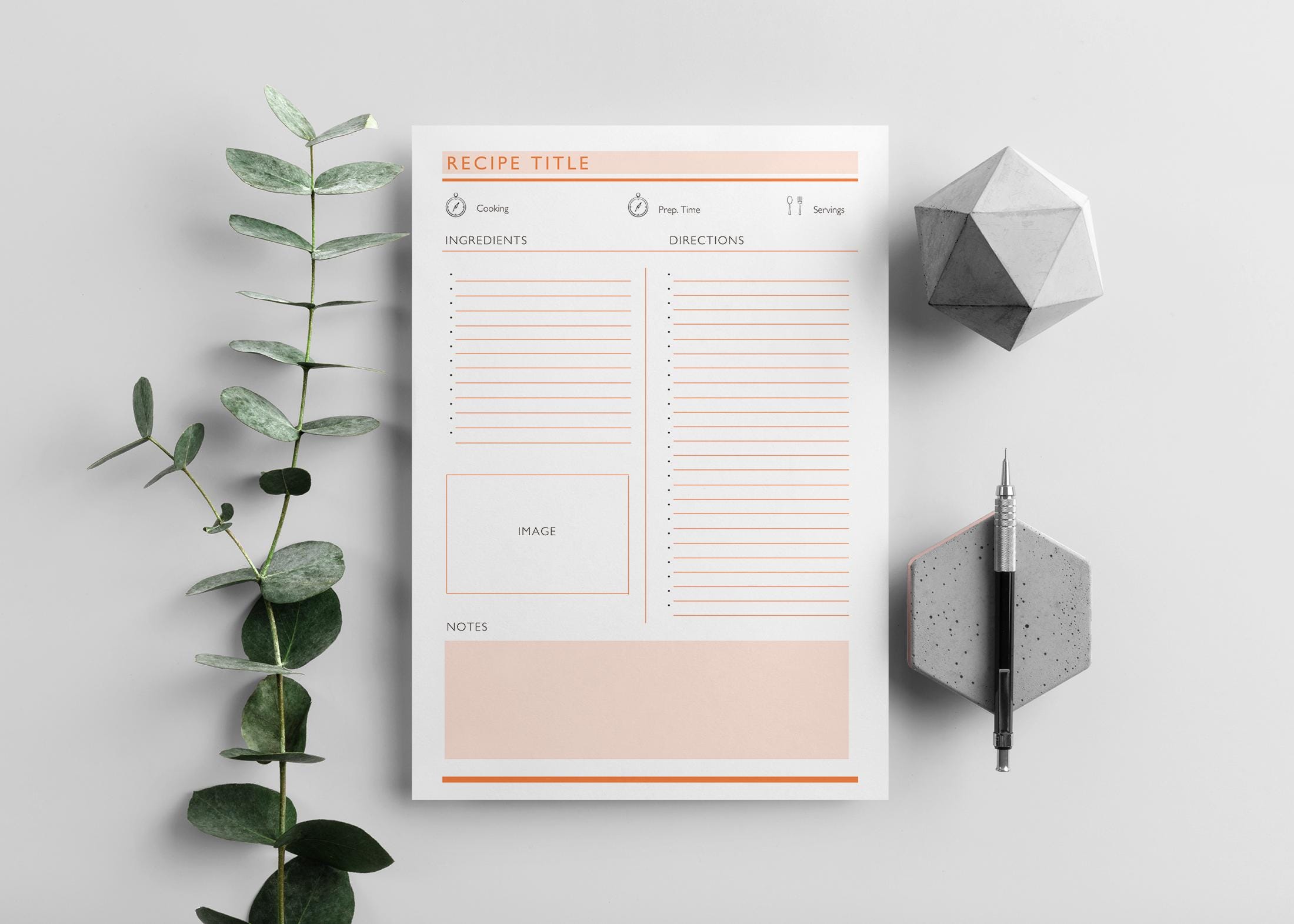 Printable Recipe Book Template, Blank Recipe Page, Cookbook Journal ...