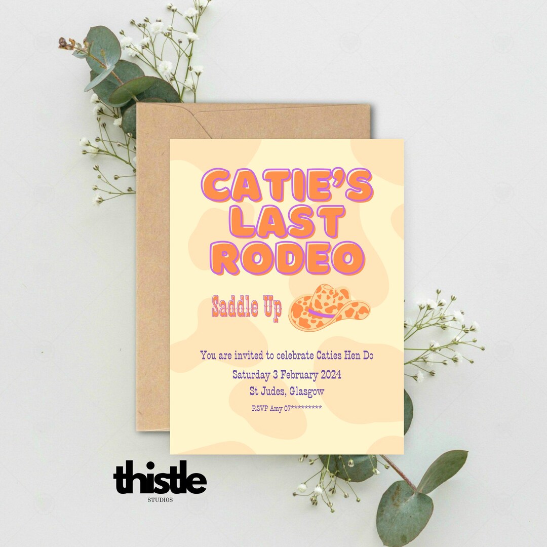 Last Rodeo Funky Invite Printable SVG Hen Do Invitation Wedding ...