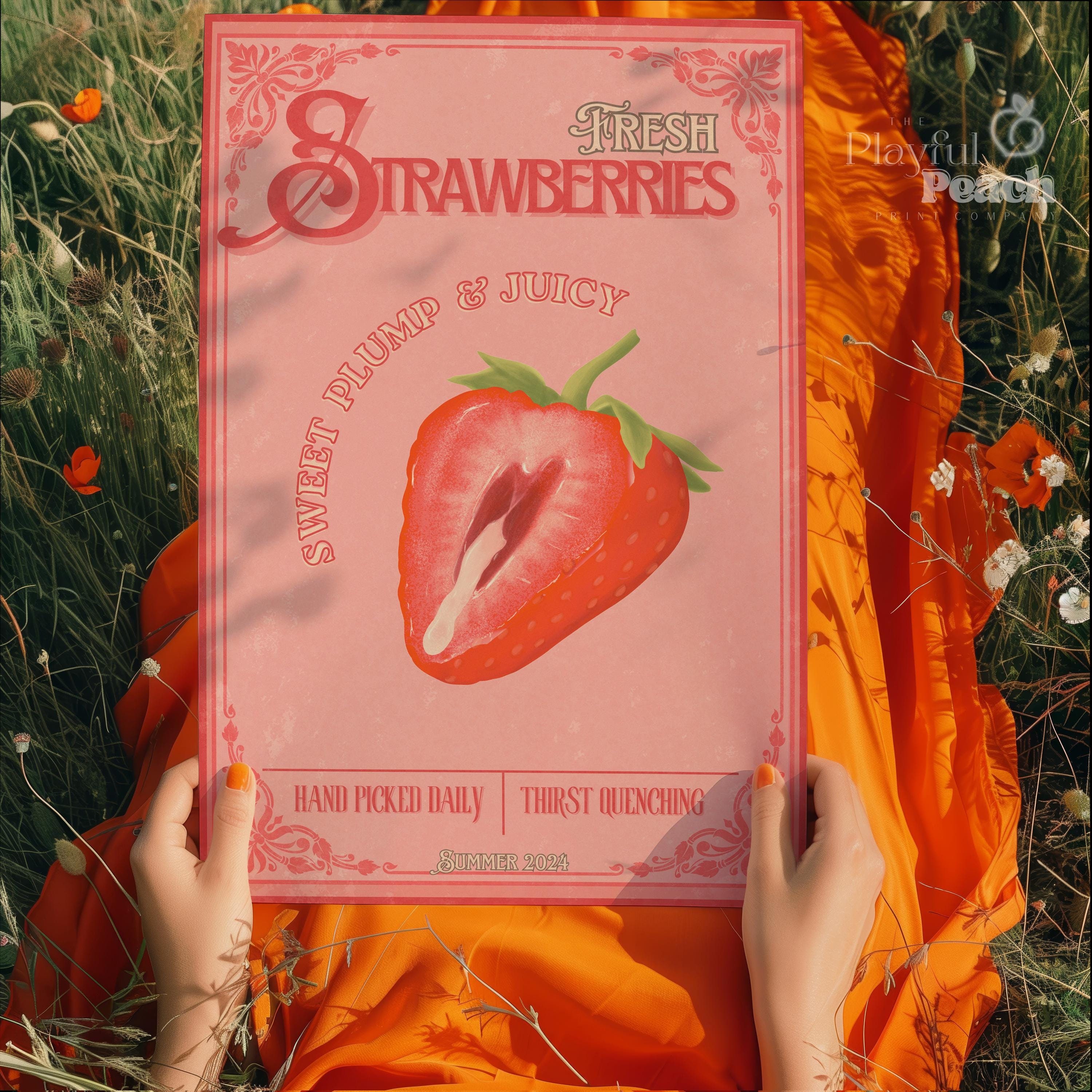 Vintage Stawberry Vulva Print Retro Aesthetic Orginal Digital Download ...