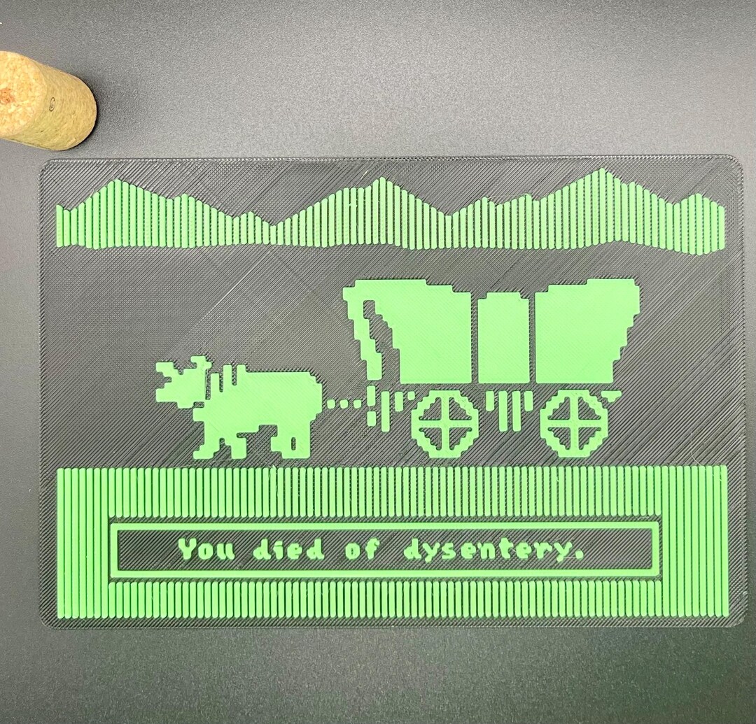 Oregon Trail Art you Died of Dysentery Retro 3D Printed Wall Art Green ...