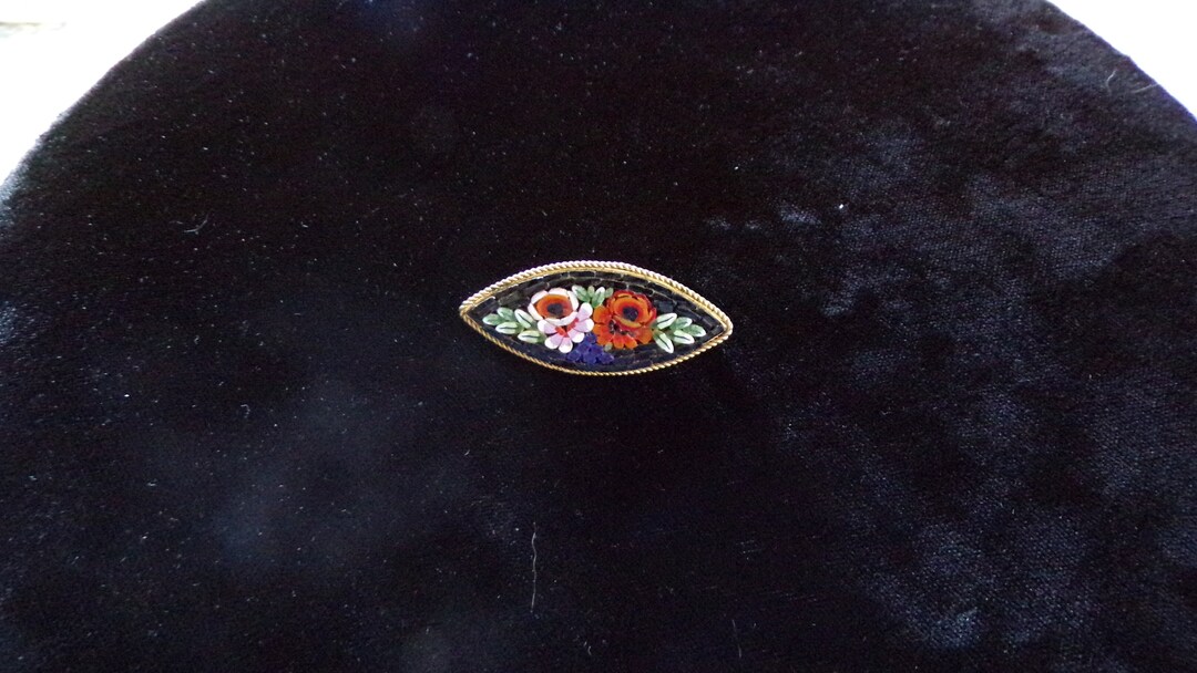 ON SALE Vintage Charmer Italian Mosaic Floral Brooch With Pinchbeck ...