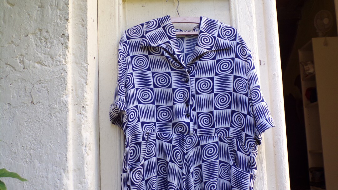 Vintage 50s English Frock With Crazy Pattern - Etsy