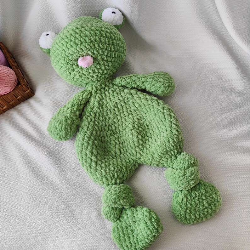 Crochet Velvet Frog Lovey, Extra Large Baby Snuggler, Personalized ...