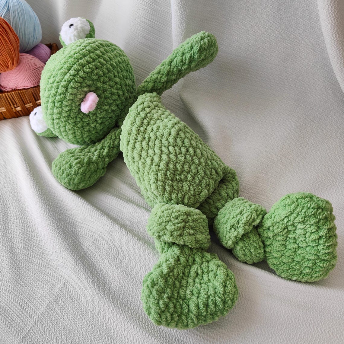 Crochet Velvet Frog Lovey, Extra Large Baby Snuggler, Personalized ...