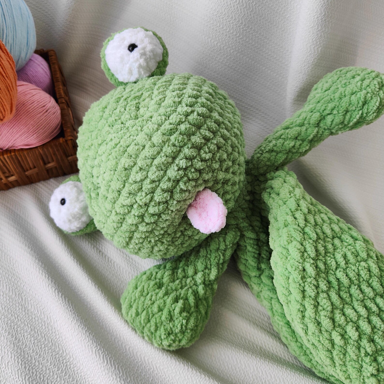 Crochet Velvet Frog Lovey, Extra Large Baby Snuggler, Personalized ...