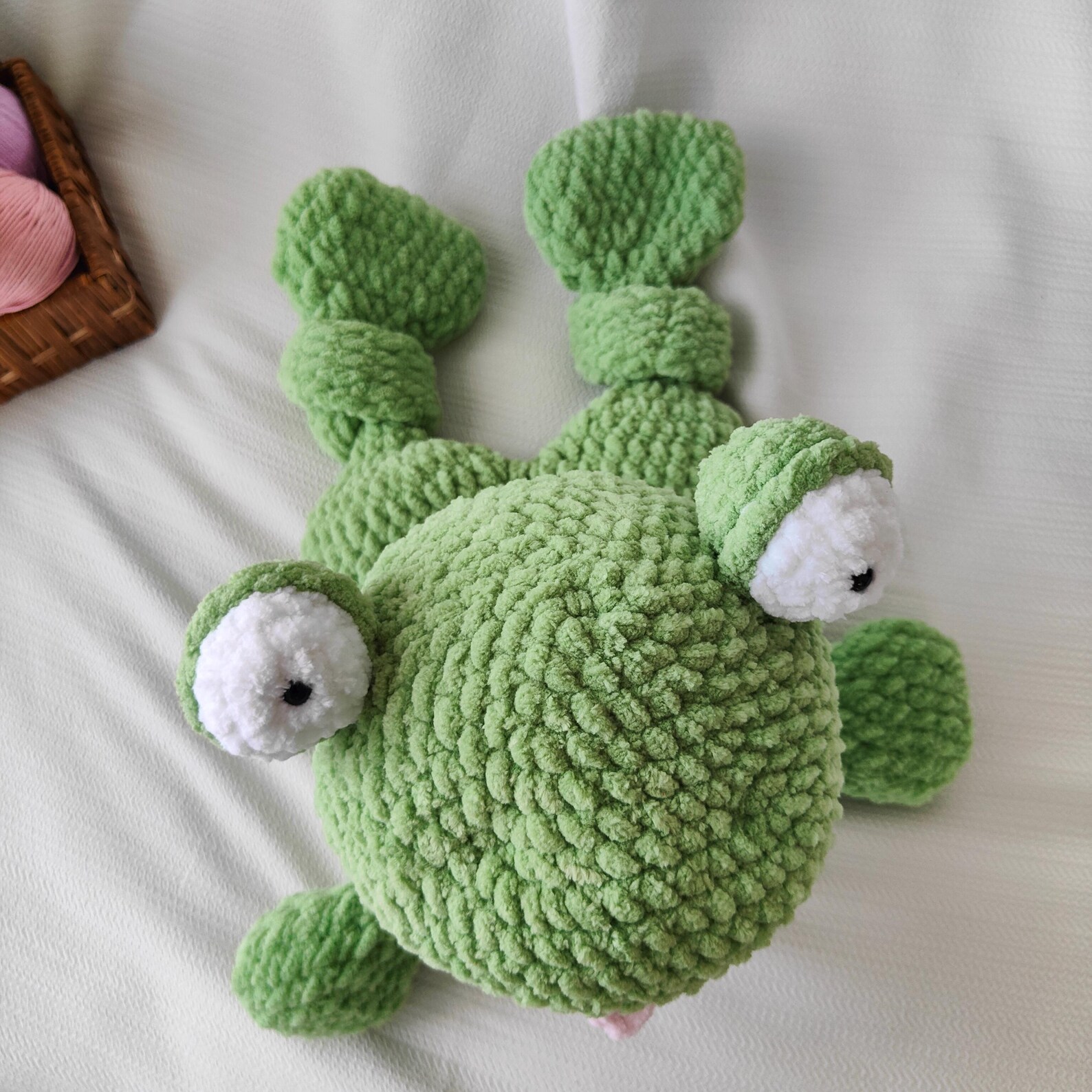 Crochet Velvet Frog Lovey, Extra Large Baby Snuggler, Personalized ...