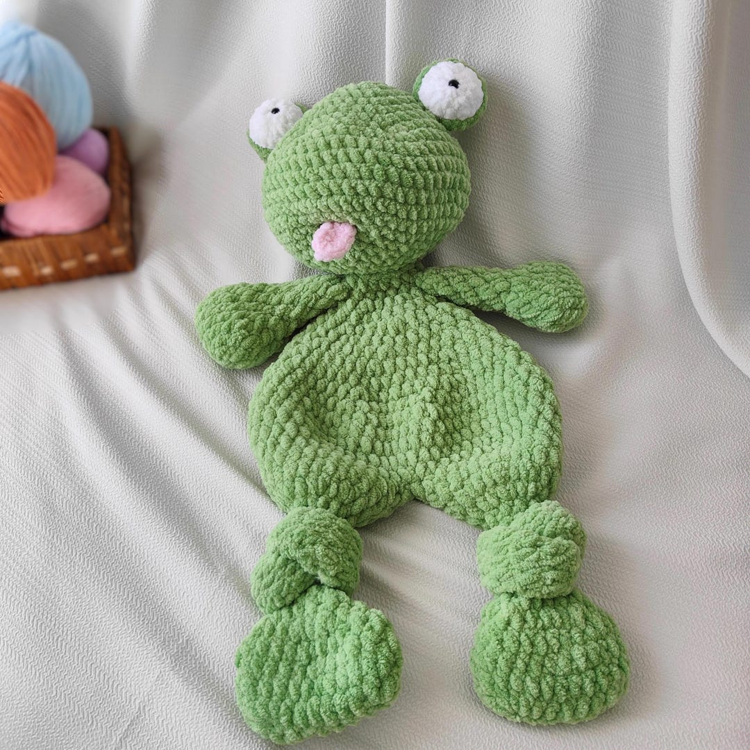 Crochet Velvet Frog Lovey, Extra Large Baby Snuggler, Personalized ...