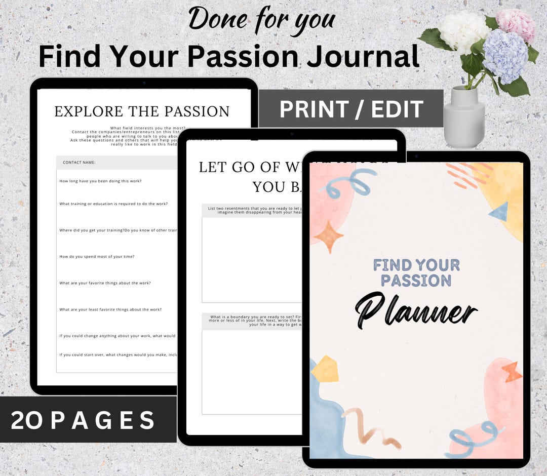 Find Your Passion Planner, Life Purpose Workbook, How to Find Your ...