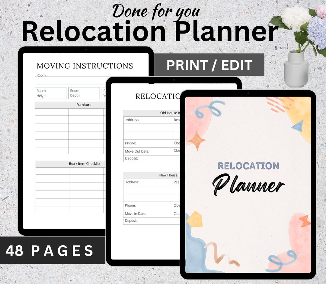 Relocation Planner 48 Pages Printable Relocation Checklist Household ...