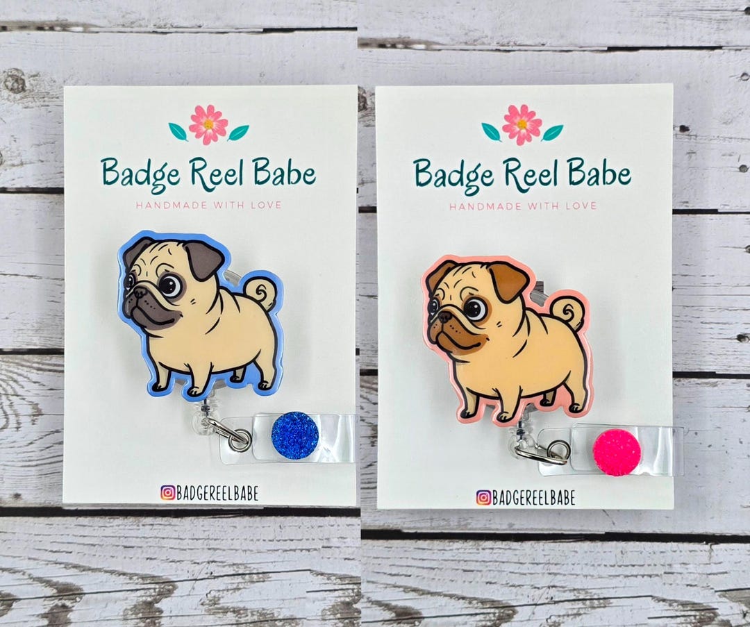 Little Pug Badge Reel Animal Series - Etsy