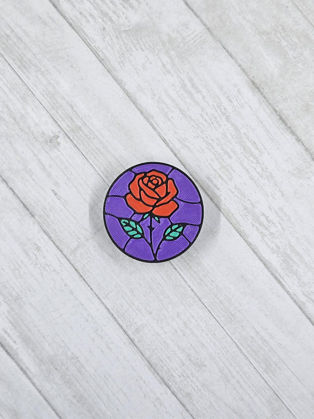 Stained Glass Rose Straw Topper Charm: Stanley Cup Accessory - Etsy