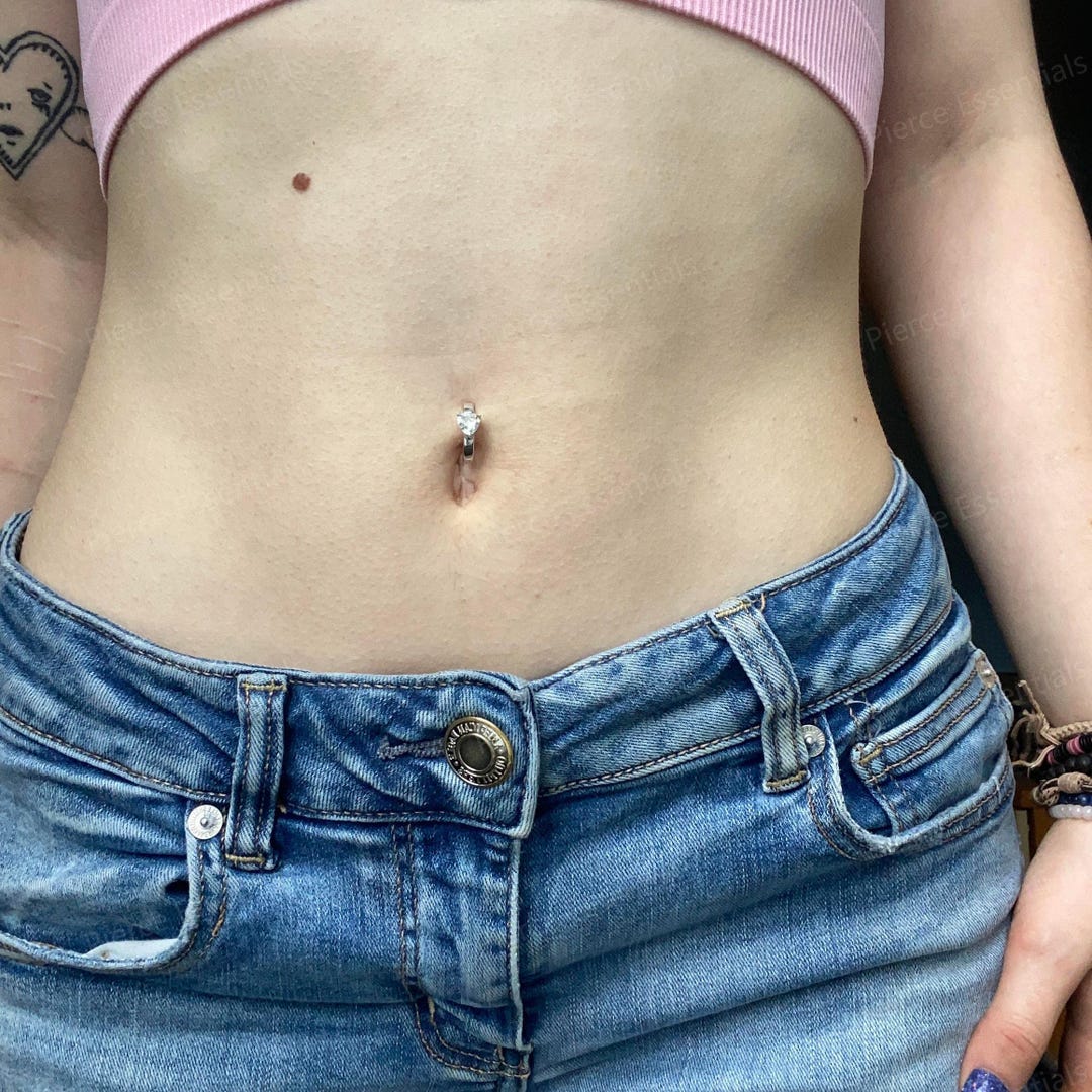 14G Sterling Silver Heart Belly Button Clicker - S925 10mm Navel Belly Hoop Belly Clip Ring ...