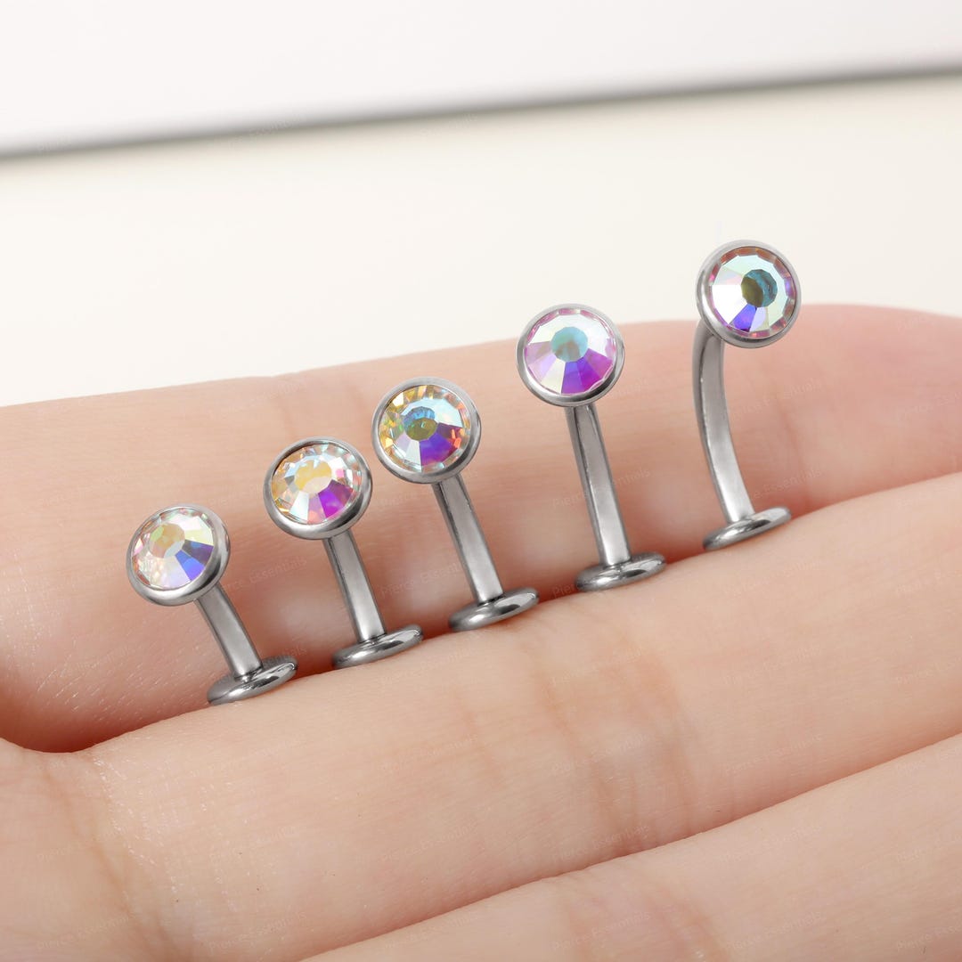 14G Titanium AB CZ Floating Navel Ring - 6mm 8mm 10mm 12mm 14mm Belly ...