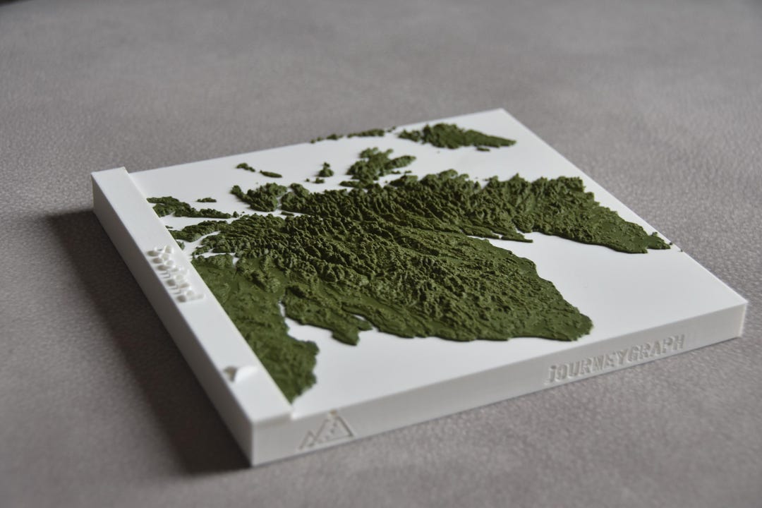 3D Printed Scotland Highlands Map (NC 500 North Coast 500 or Custom ...