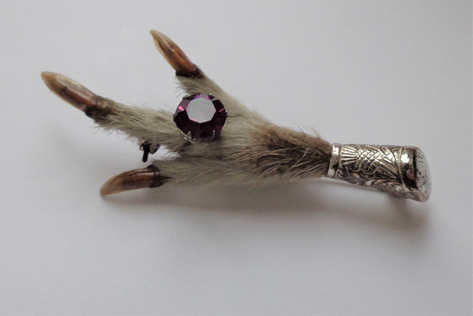 Silver Brooch Sterling Lucky Grouse Foot Vintage Amethyst | Etsy