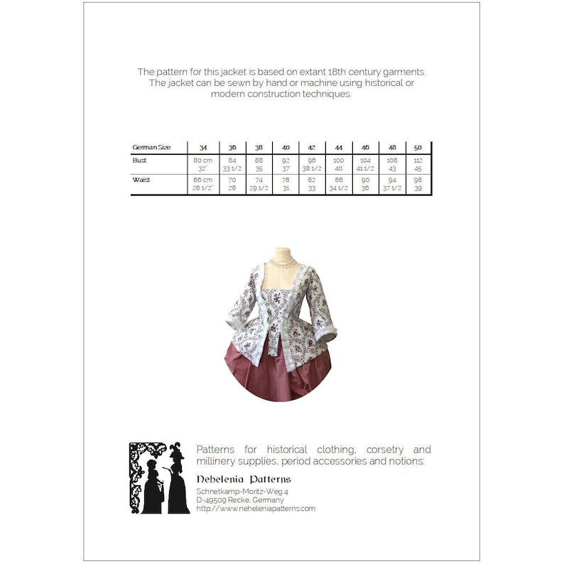Casaquin 1740-1780 Jacket Pattern (18th Century) - PDF Download - Etsy