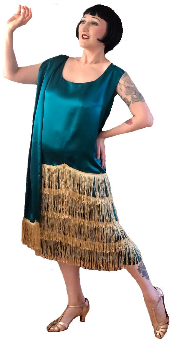1926 Fringe Trimmed Evening Dress 1920s Flapper Dress - Etsy