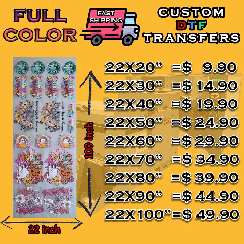 Custom DTF Gang Sheet, Dtf Transfers Ready for Press, DTF Transfers ...