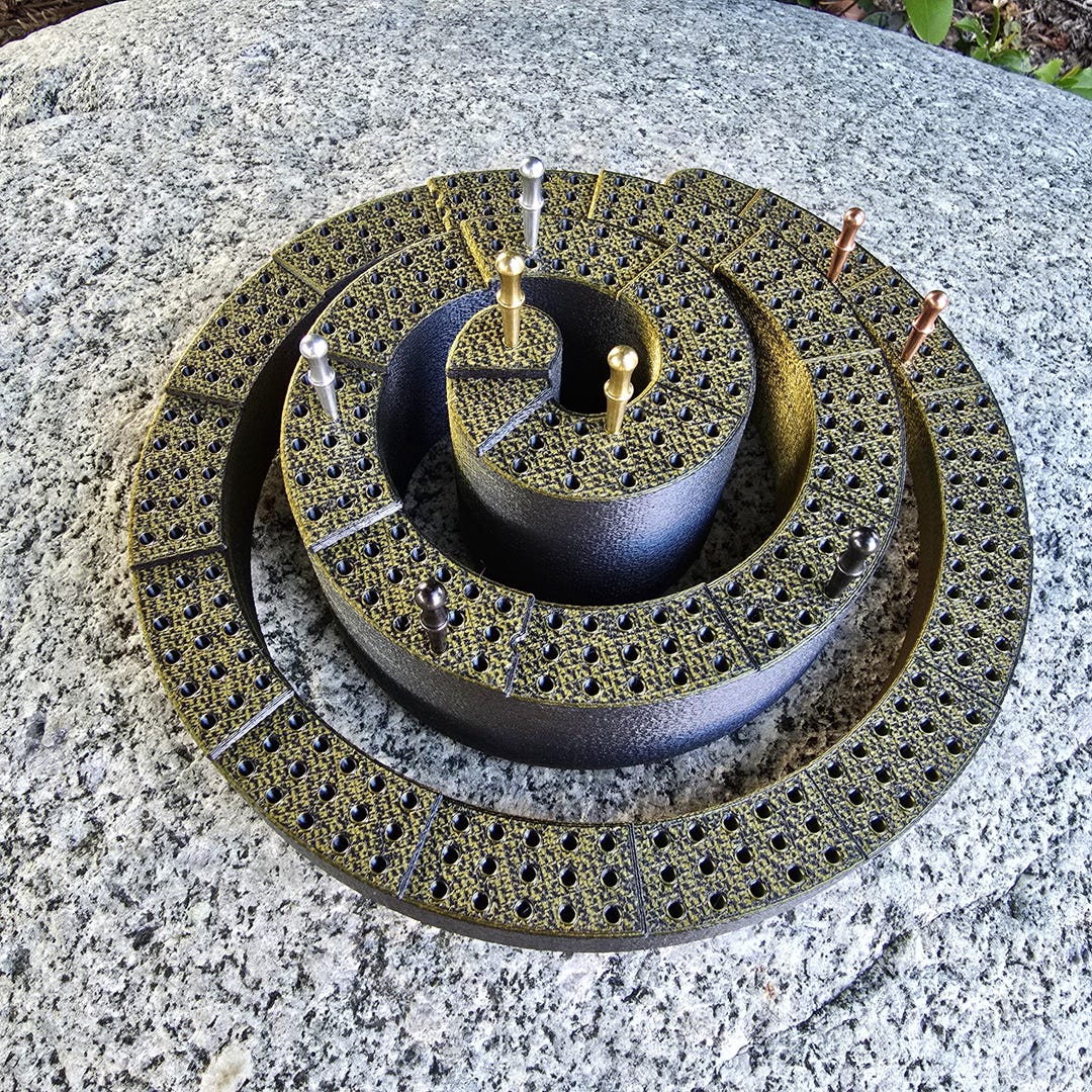 Spiral Cribbage Board Black & Gold - Etsy