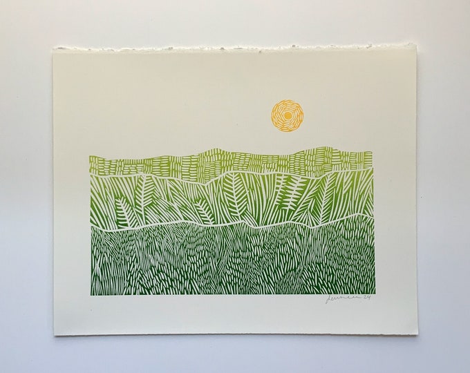 Field Print, Linocut Print, Hand Carved Print, 11" X 14" - Etsy