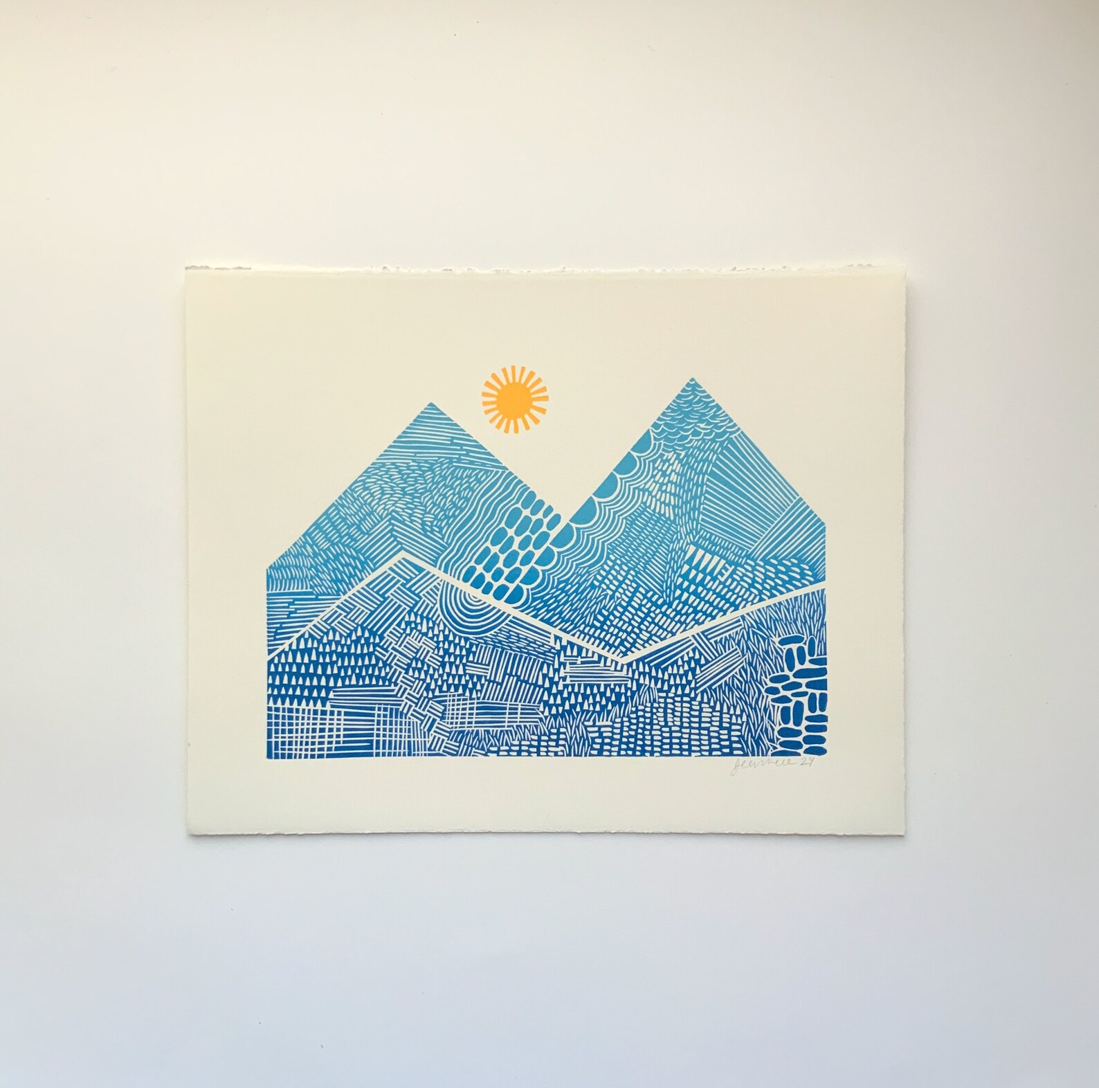 Mountain Print, Linocut Print, Hand Carved Print, 11" X 14" - Etsy