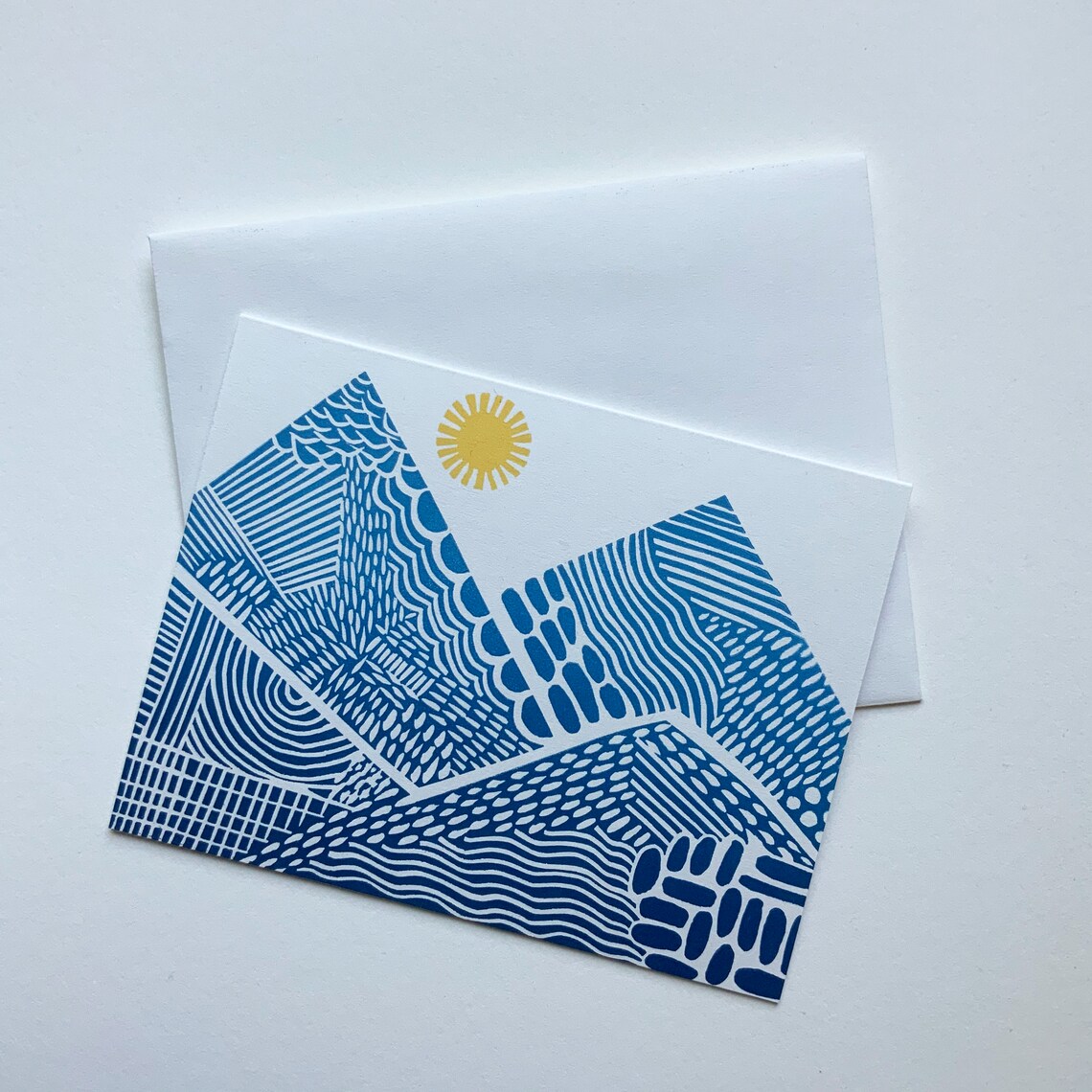 Mountain Card-rainbow Card-hand Printed Hand Stamped Greeting - Etsy