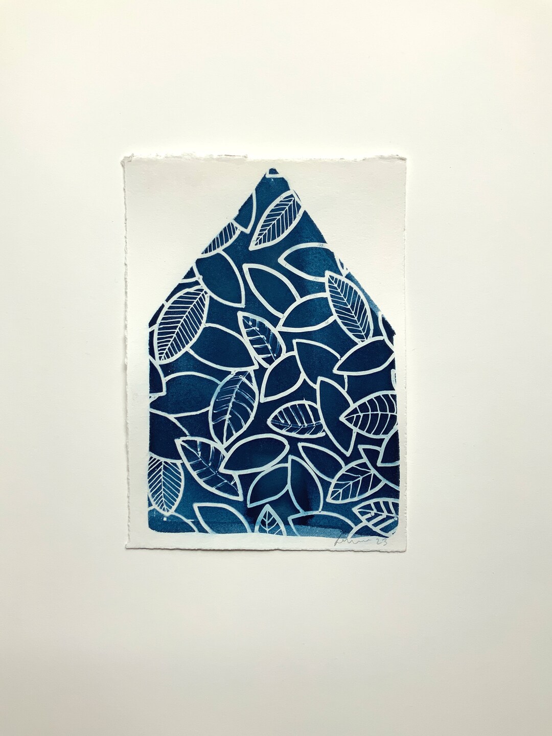Leaf House Cyanotype Print-cyanotype Print-sun Print, Hand Drawn Print ...