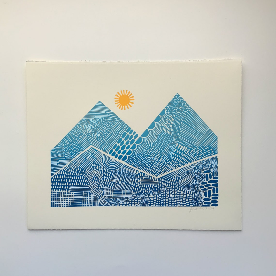 Mountain Print, Linocut Print, Hand Carved Print, 11" X 14" - Etsy