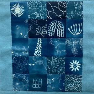 Cyanotype Textile-hand Made Cyanotype on Fabric-hand Sewn Fabric-grid ...